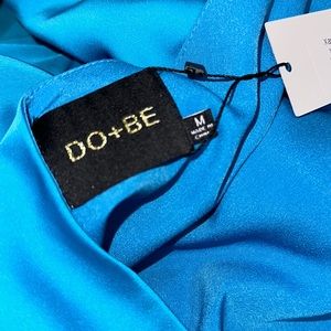 DO+BE | Dresses | Dobe Blue Satin One Shoulder Midi Dress | Poshmark